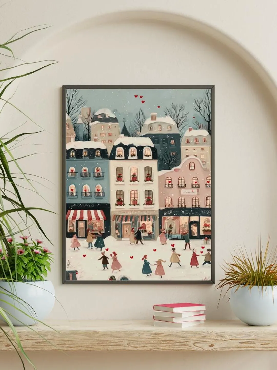 Romantic Valentines Day Print -Winter Wall Art -Snowy Valentines Day ...
