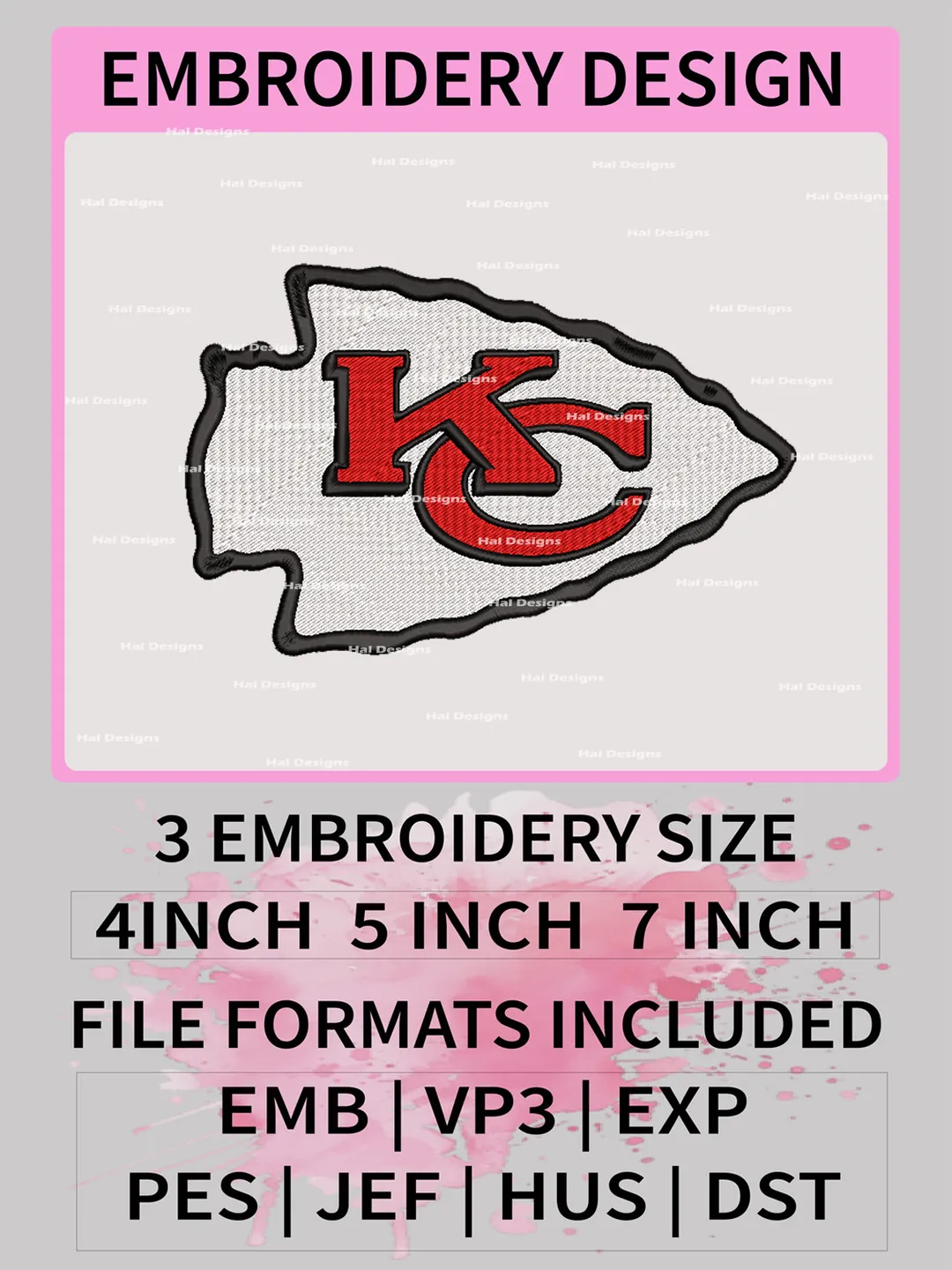Kansas City Chiefs Embroidery Files, NFL Logo Embroidery Designs, NFL ...