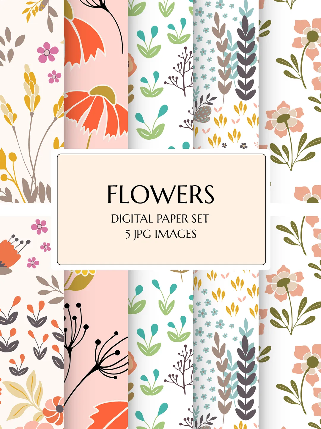 Flowers Digital Paper, Floral Digital Paper, Flowers Background ...