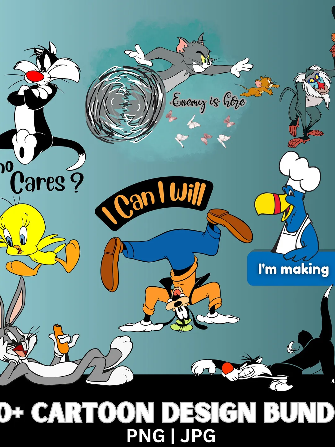 Cartoon Character Design Bundle: 40 PNG & JPG Files (Digital Download)
