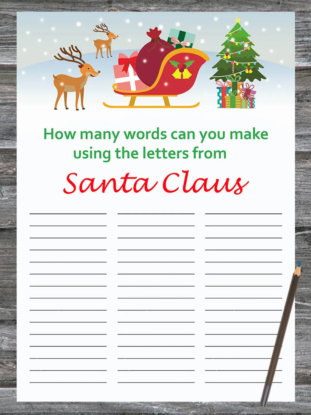 Christmas party games,How Many Words Can You Make From Santa Claus ...