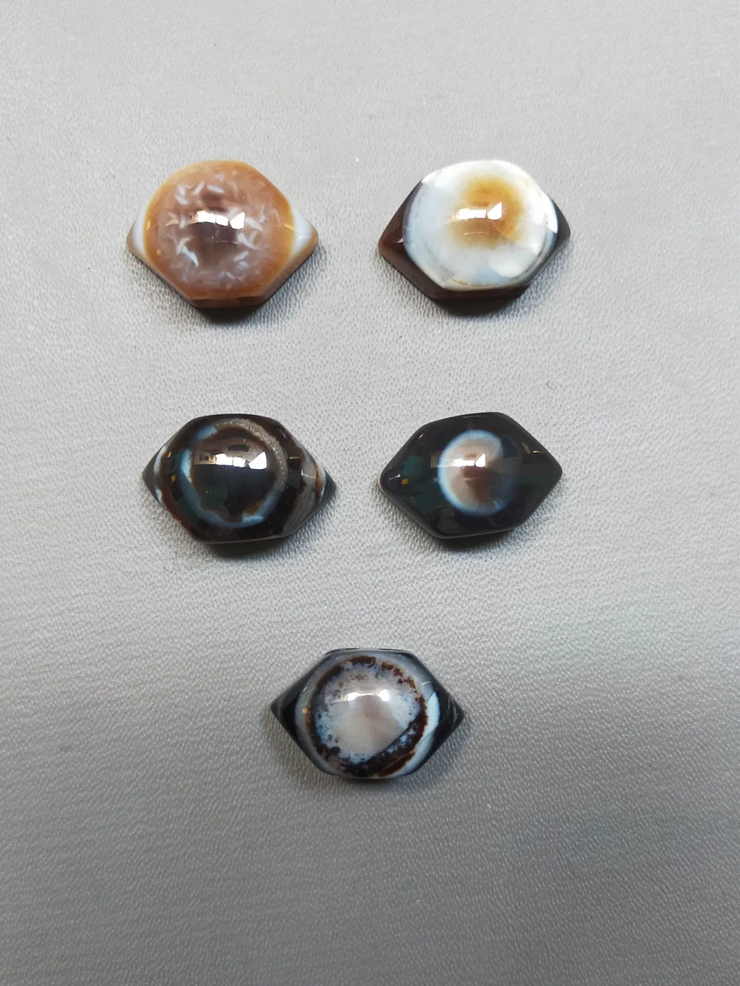 5,lot,Natural ,Black Banded Agate, Eyes ,Semi Precious, Gemstone ...