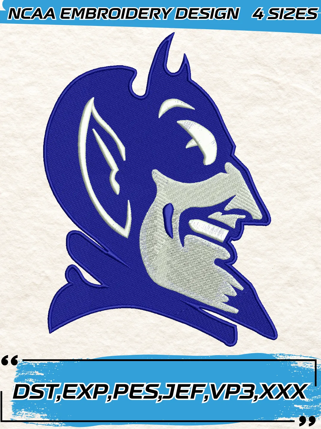 Duke Blue Devils Mascot Embroidery Design Files, NCAA Logos Embroidery ...