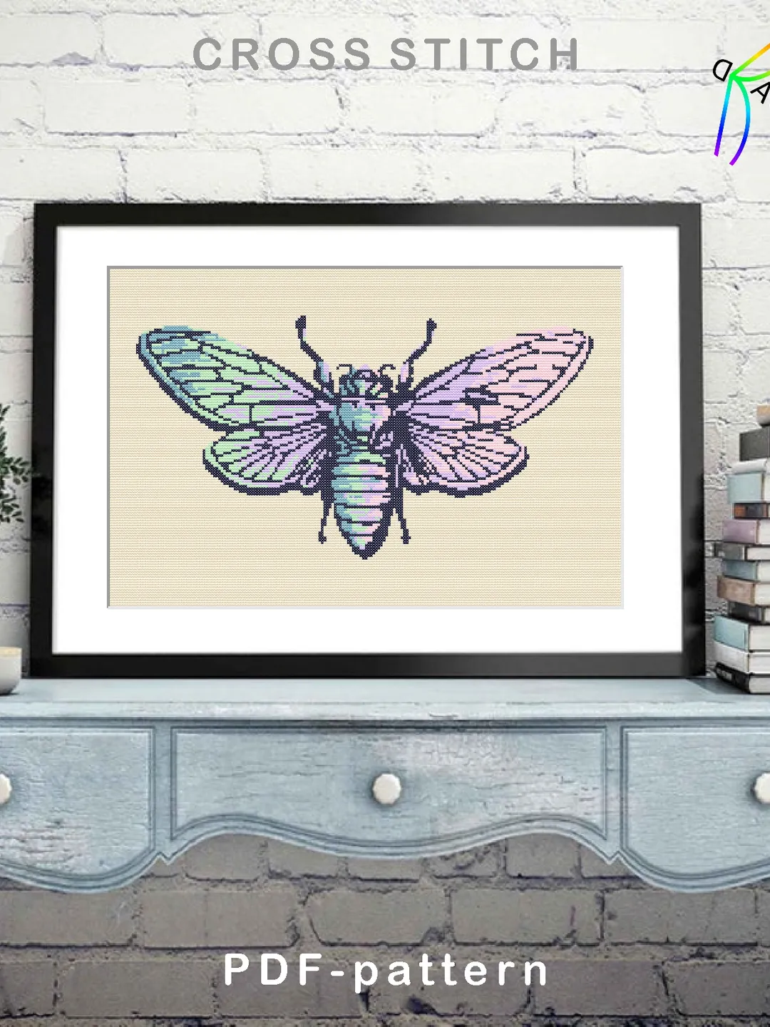 Cross stitch pattern INSECT / Hand embroidery design Digital PDF file
