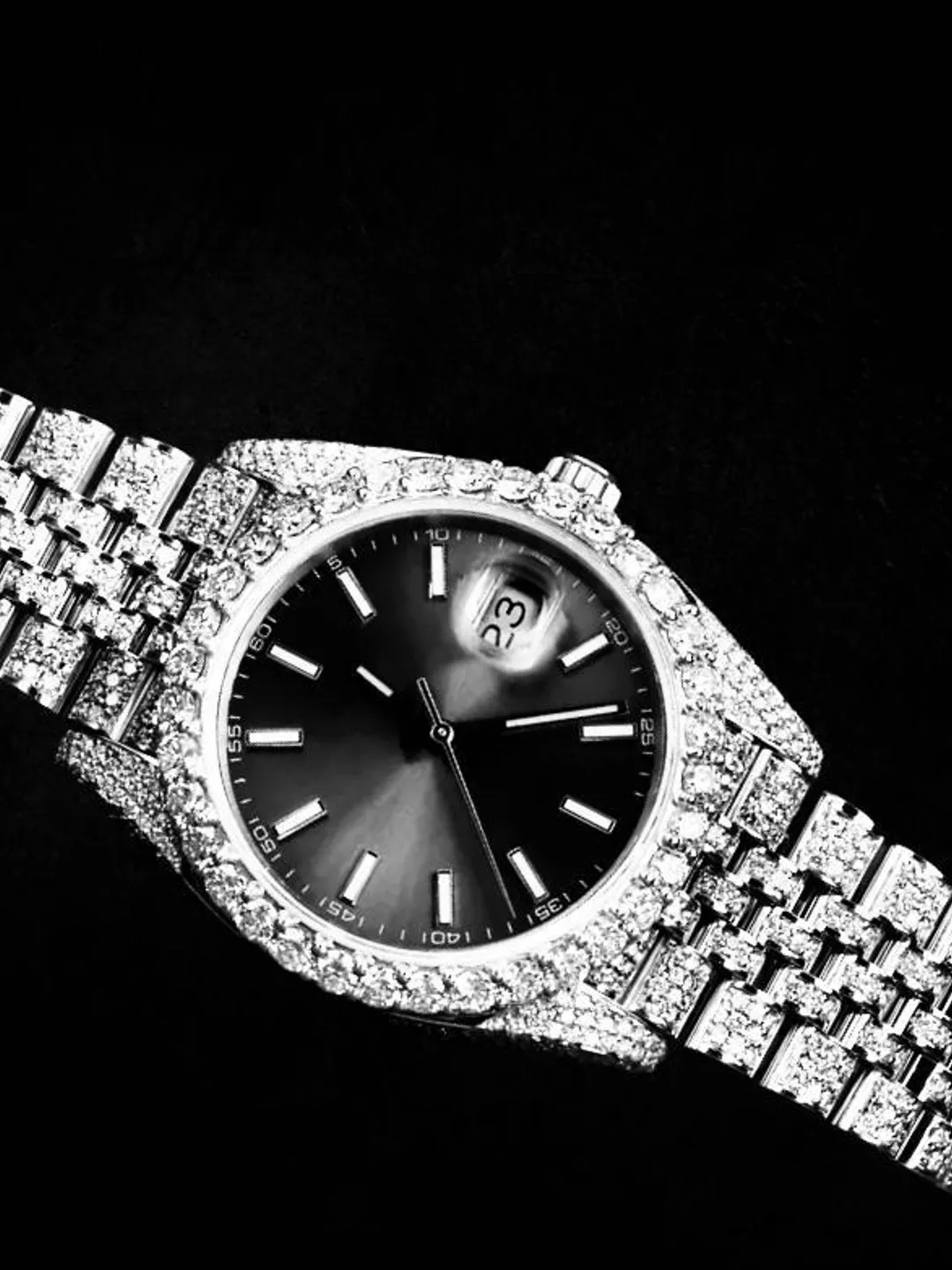 Iced Out Moissanite Diamond Watch: Hip Hop Stainless Steel Buss Down