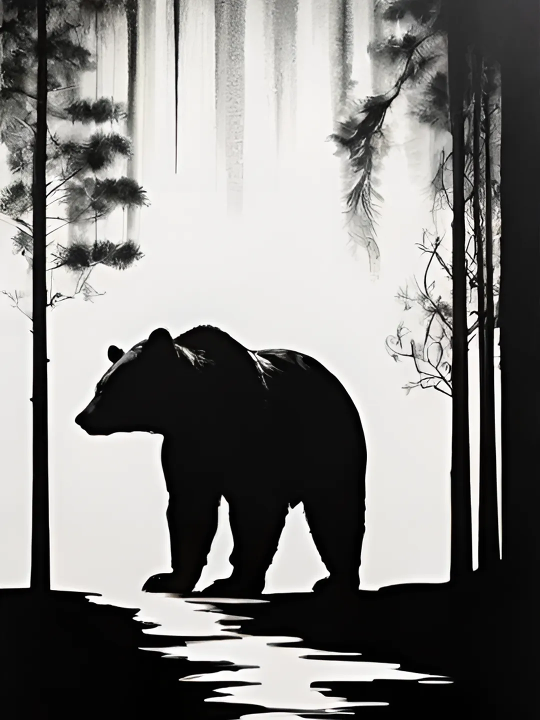 Digital product, Bear image, Bear print, Bear print, Wildlife, Contrast ...