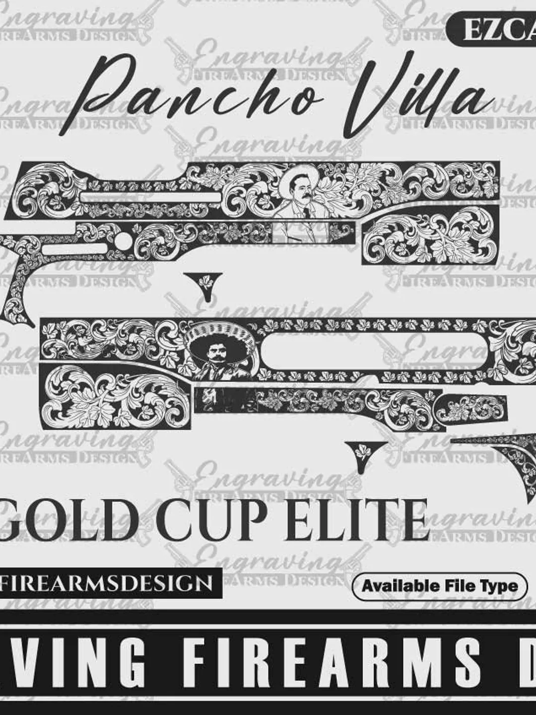 Engraving Firearms Design Colt Gold Cup Elite 38 Super Pancho Design