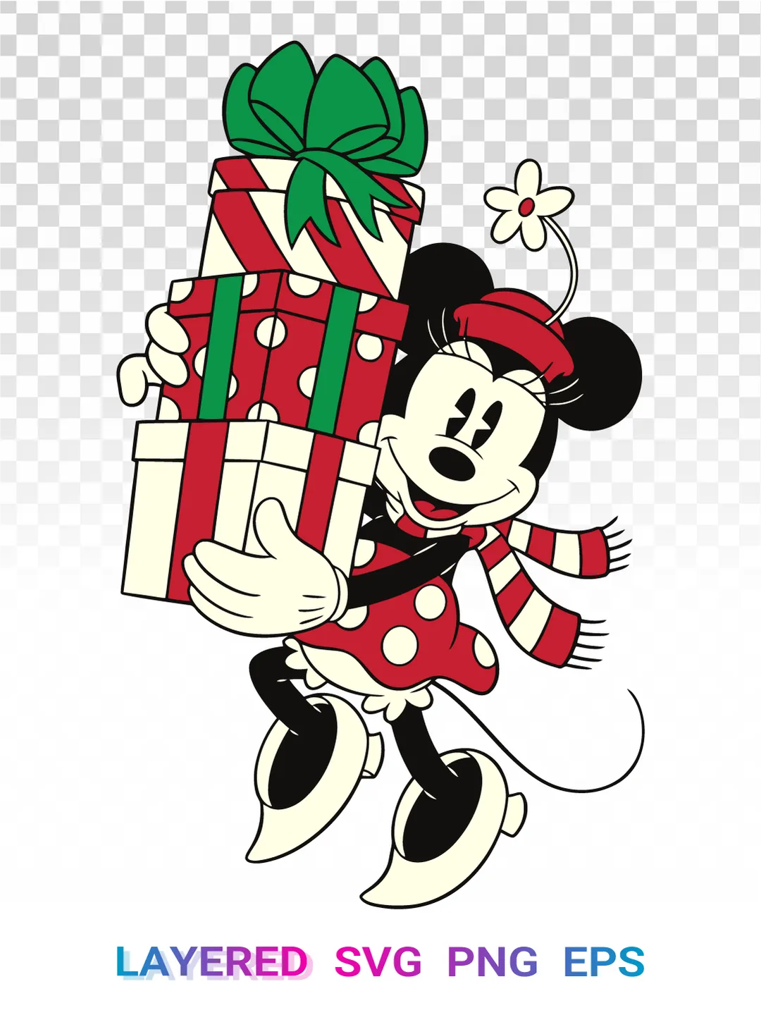 Minnie Mouse Christmas Lights SVG, Disney Holiday One Line PNG
