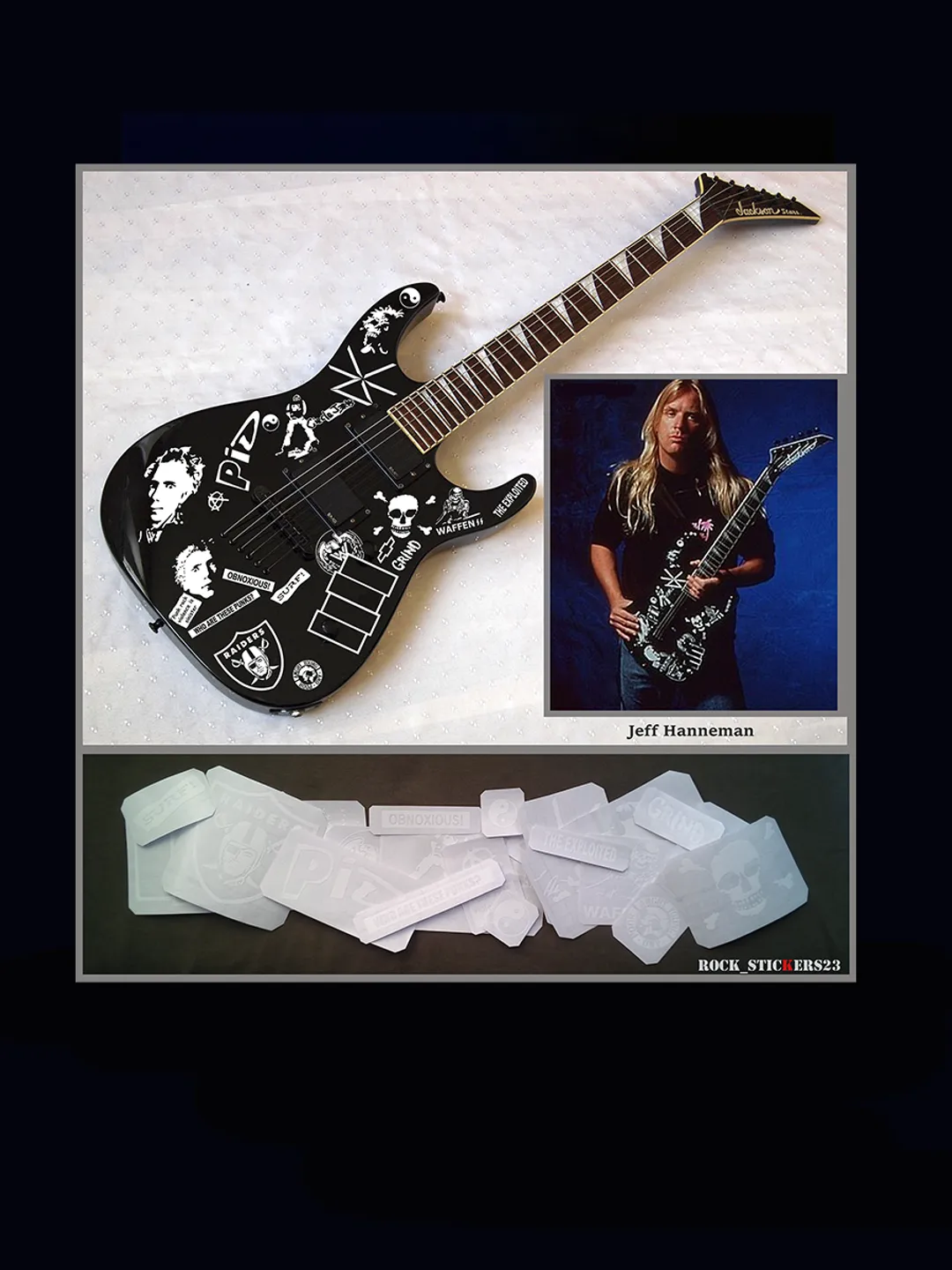 Jeff Hanneman guitar stickers vinyl decal Slayer Jackson Full Set 22