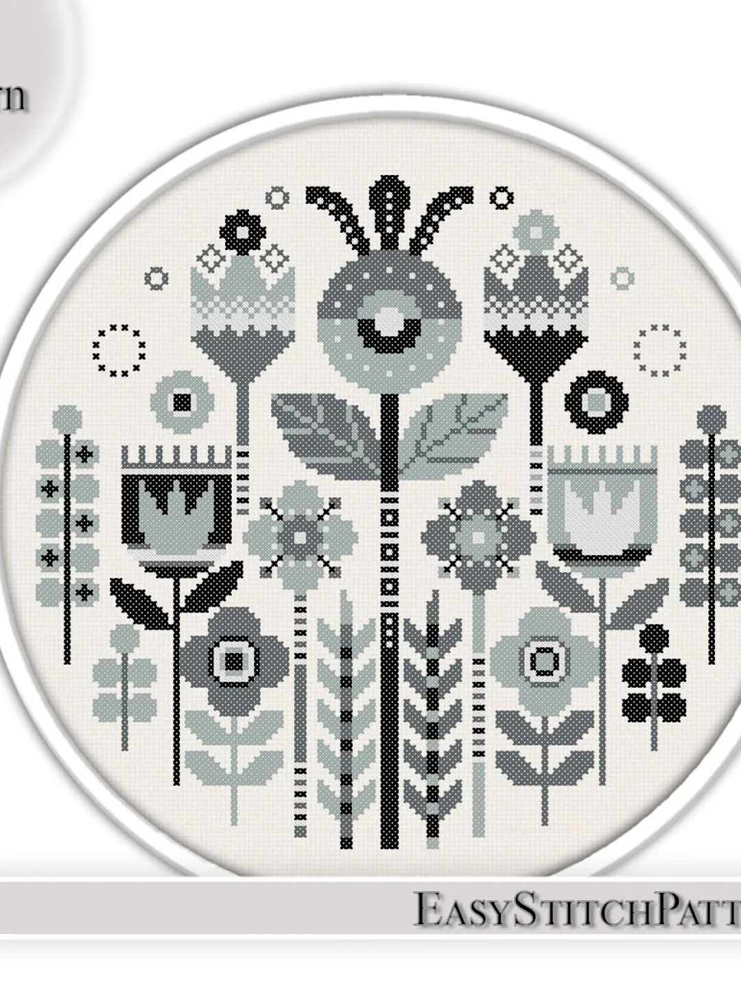 Scandinavian bird cross stitch pattern Boho cross stitch Flowers cross ...