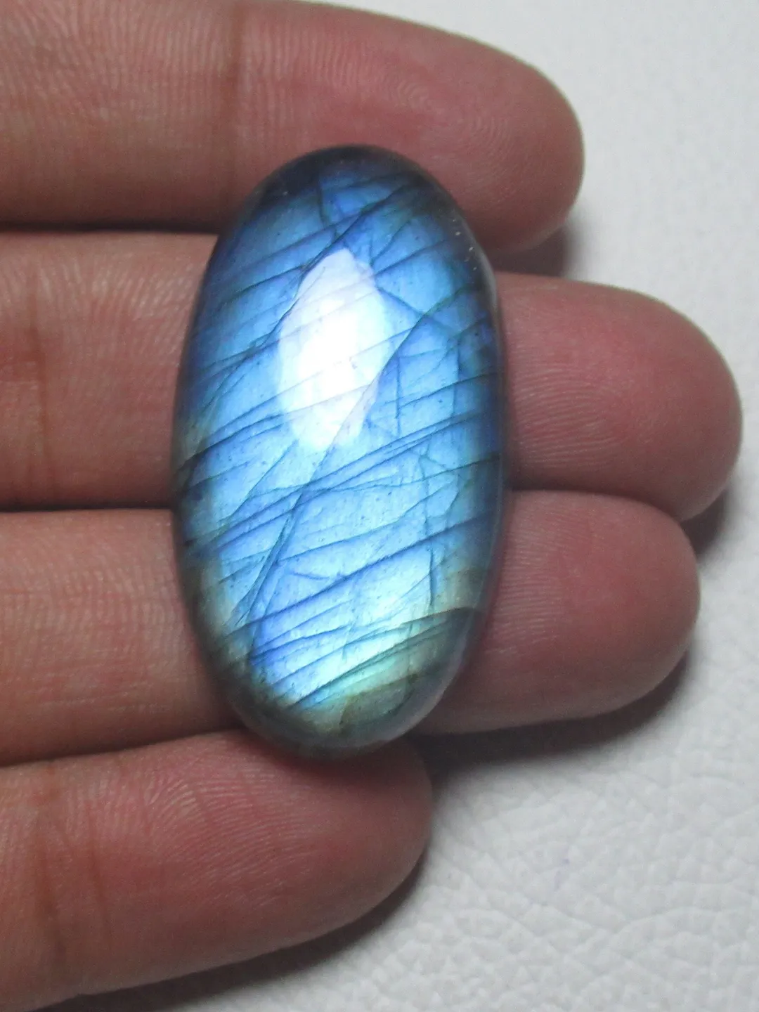 Oval Blue Labradorite Cabochon: Natural Gemstone (41x22x8 mm) #10026