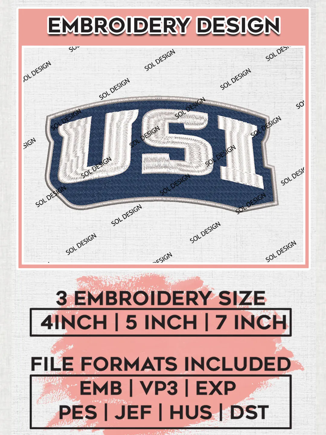 NCAA USI Screaming Eagles Team Logo Embroidery Design Files, NCAA ...