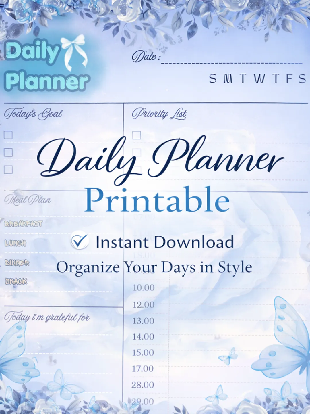 Daily Planner Printable PDF | Productivity Planner & To Do List