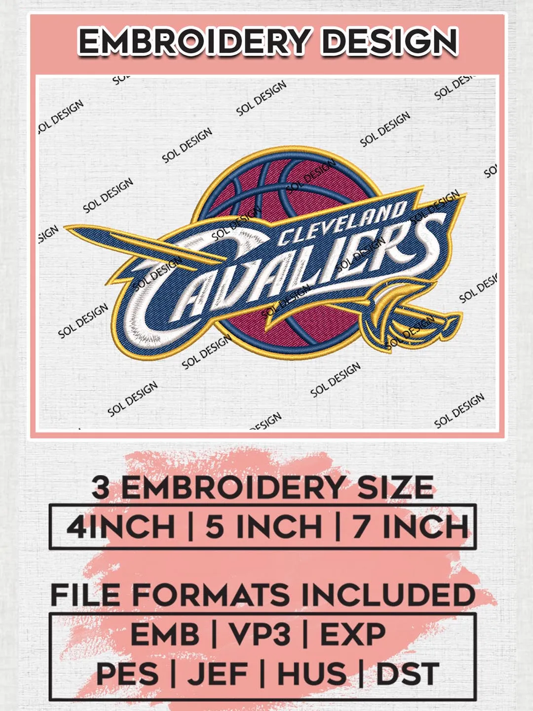 NBA Cleveland Cavaliers Machine Embroidery Designs, Cleveland Cavaliers ...
