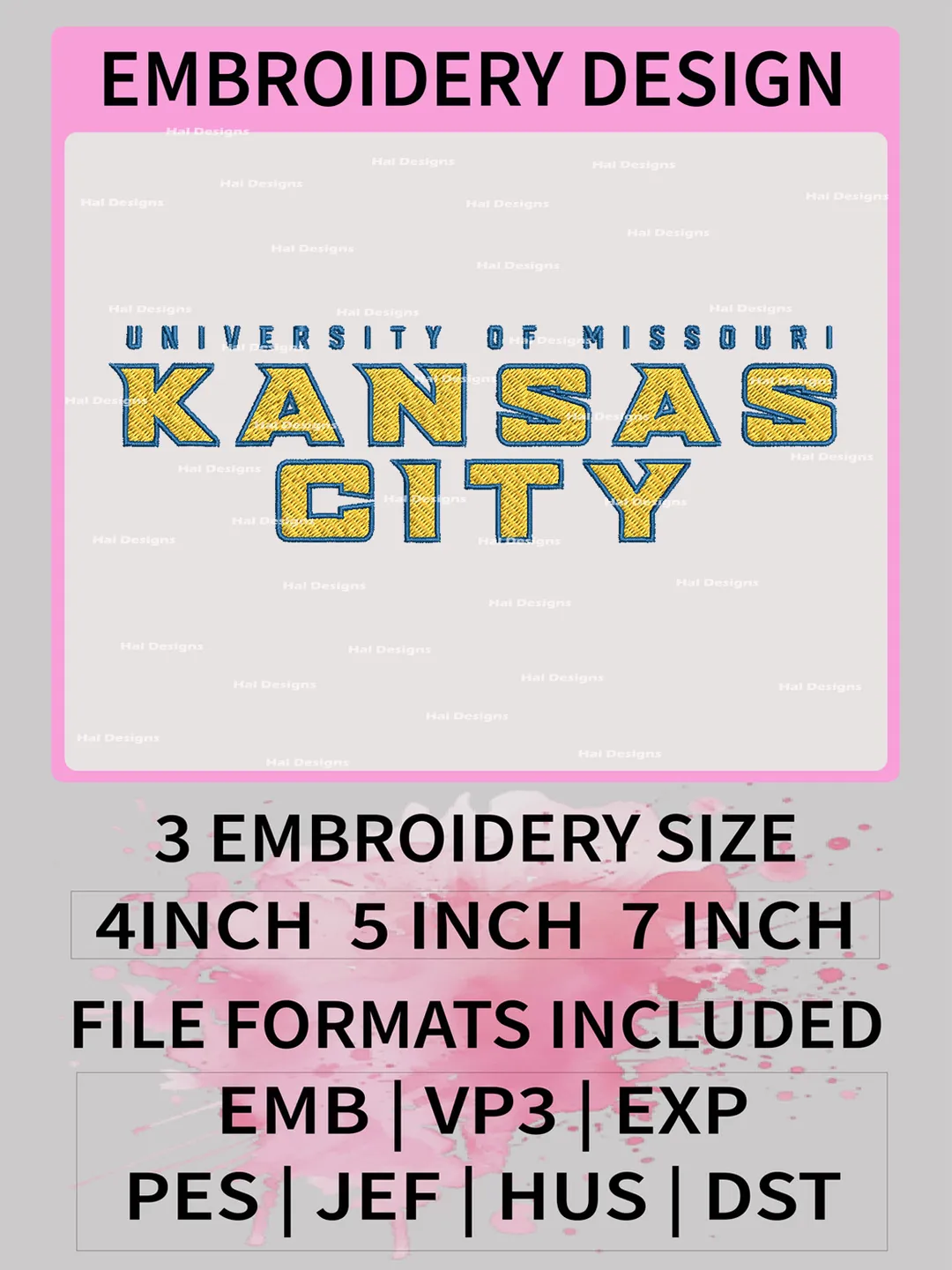 NCAA Kansas City Roos Embroidery File, 3 Sizes, 6 Formats, NCAA Machine ...