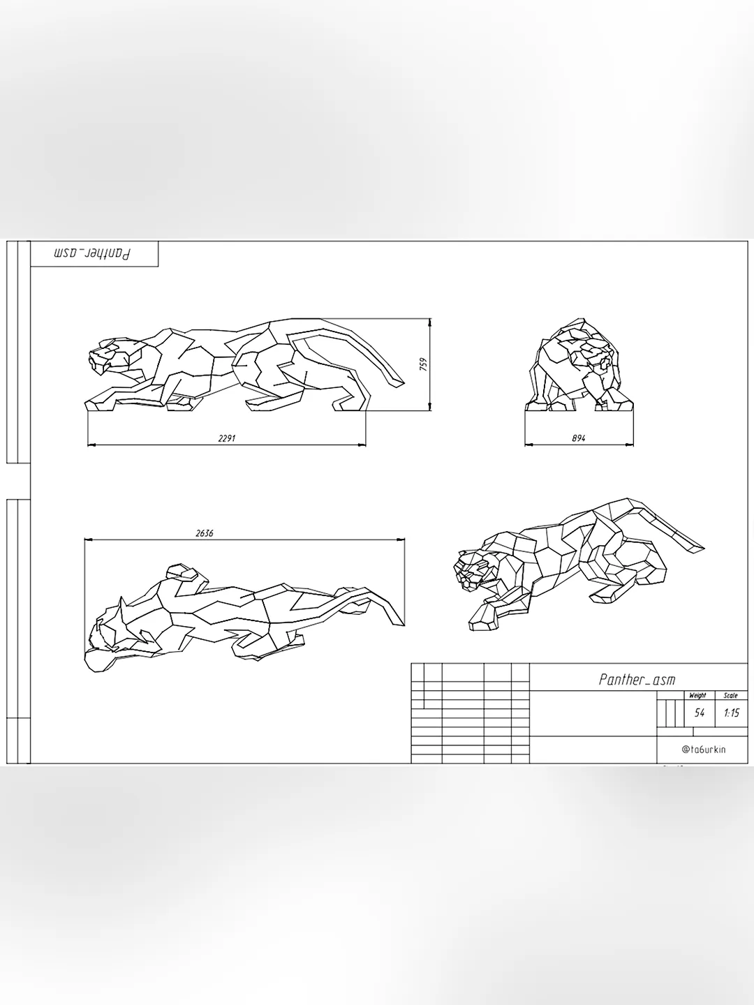 Welding Project Plans Drawings Panther (DXF, PDF)
