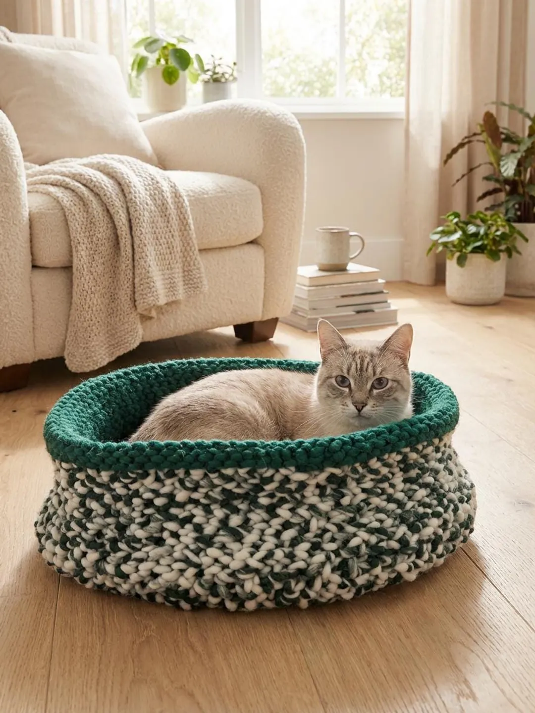Cat house Crochet Pattern PDF, Bulky Yarn Indoor Pet Bed