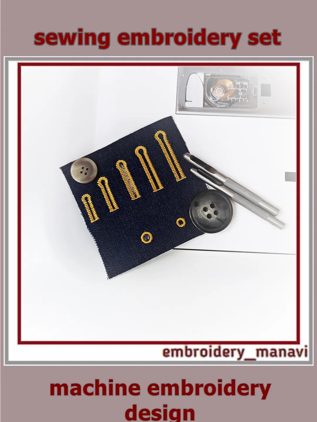 Sewing set - Button loop for outerwear and eyelets machine embroidery ...