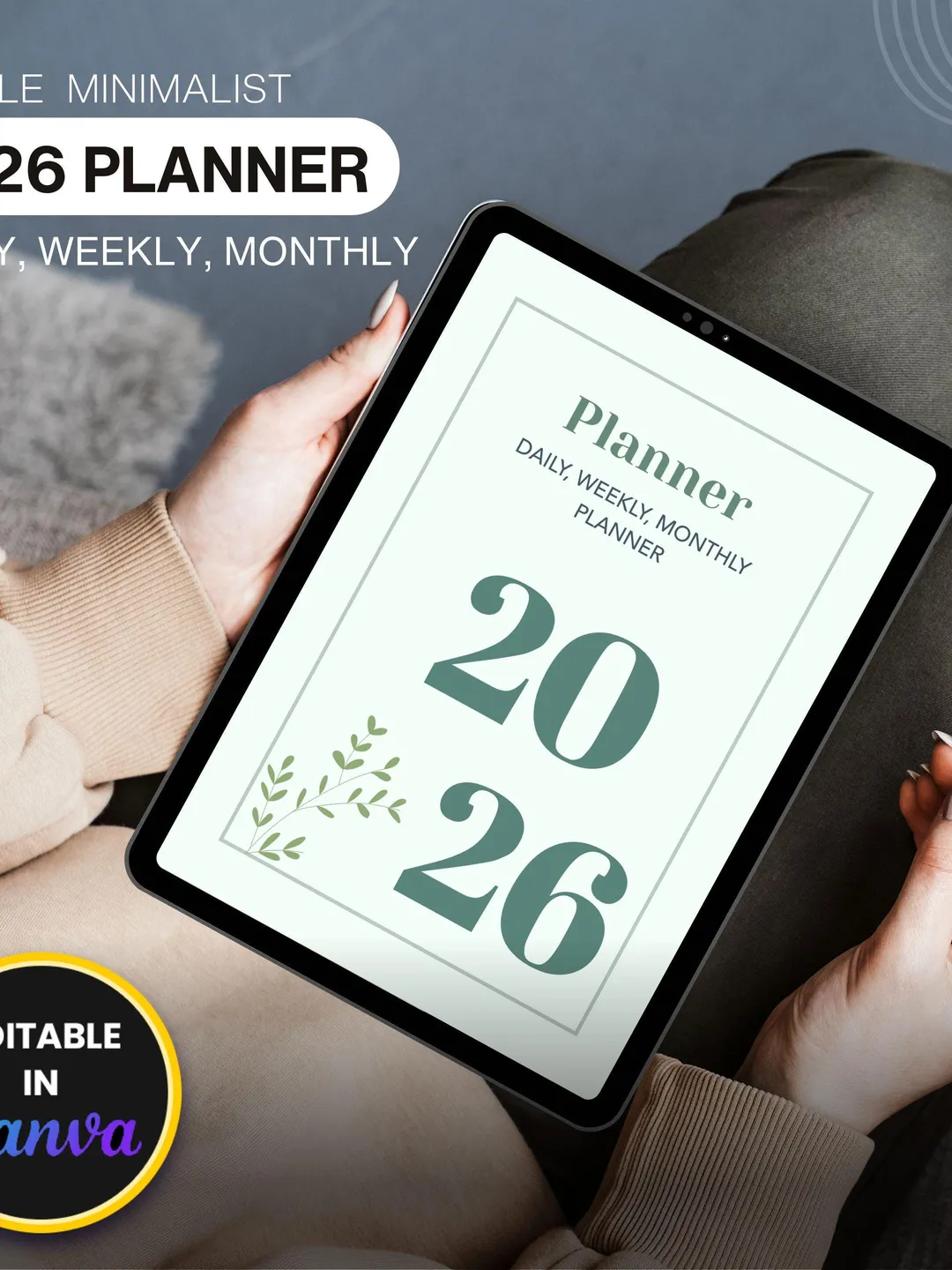 Minimalist Digital Planner | Daily, Weekly, Monthly (Editable Canva ...