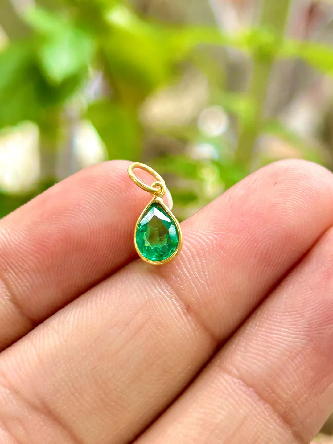 Lab Created Emerald Teardrop Pendant | Dainty Charm | 18K 14K Gold ...