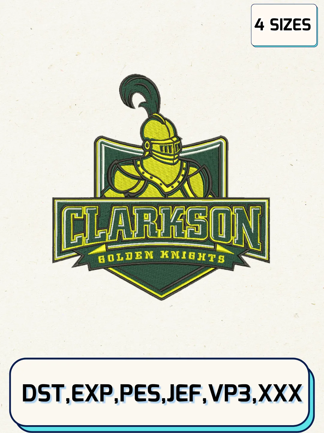 Clarkson Golden Knights Embroidery Design Files, NCAA Logos Embroidery ...