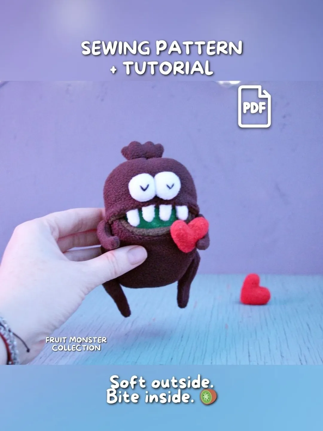 Fleece Plush Cactus PDF Pattern – Softie with Heart & Flowers