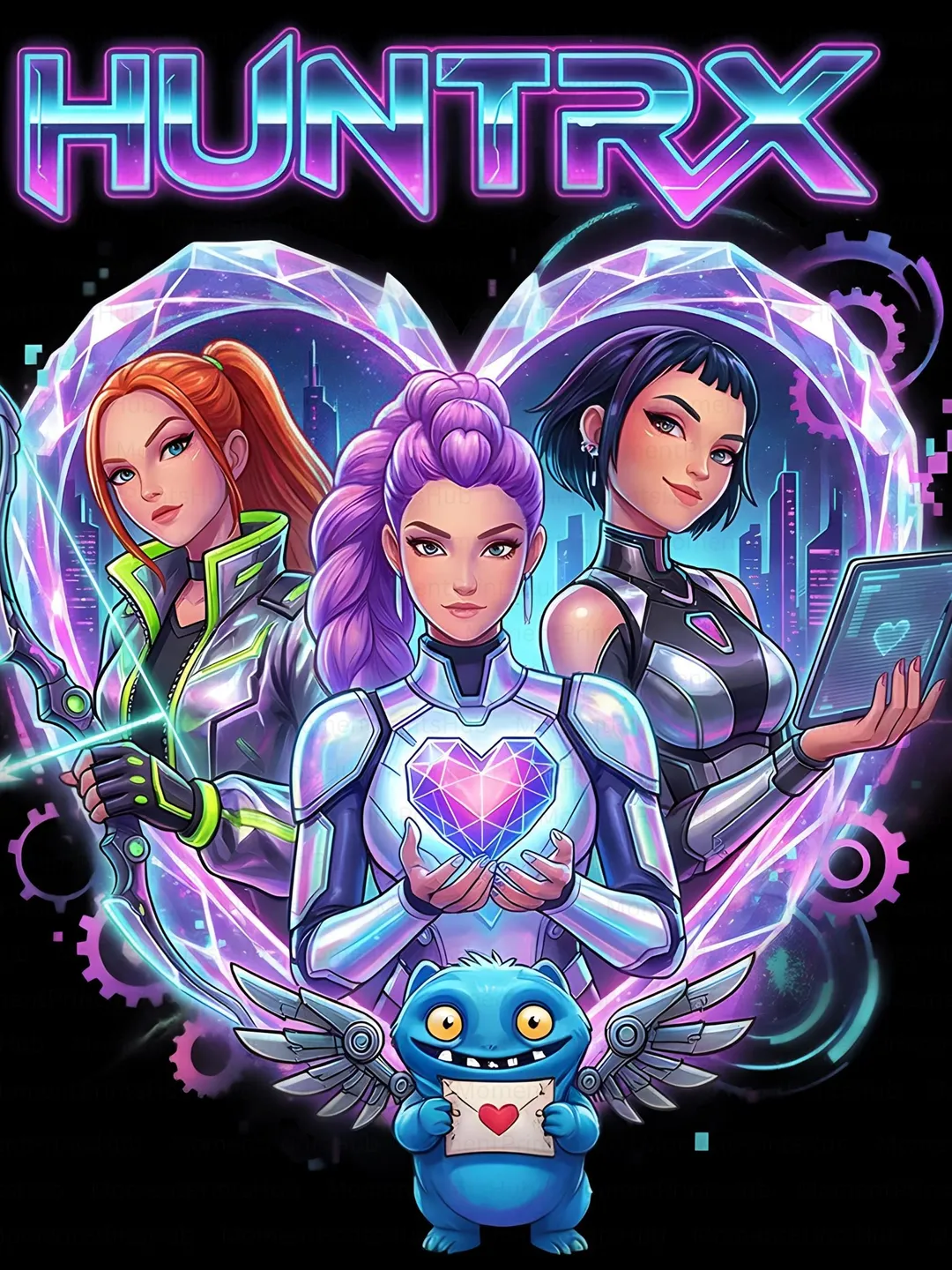 Kpop Demon Hunters SVG PNG, Huntrix Logo Layered Clipart