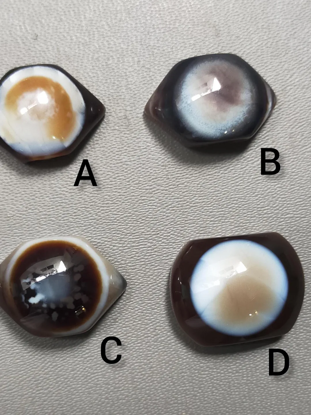 Handmade Black Banded Agate Cabochon: Natural Gemstone Eyes