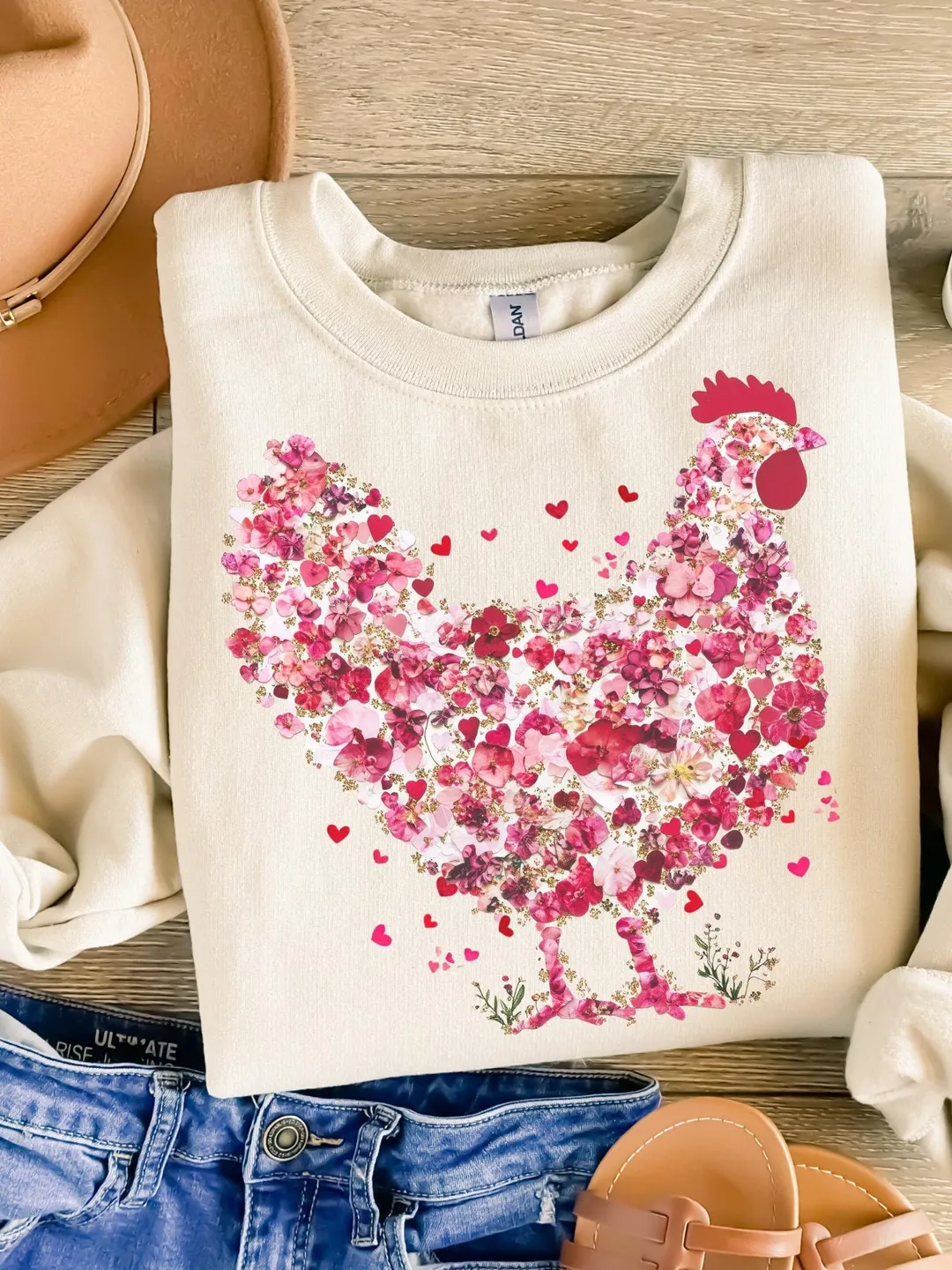 Floral chicken valentine png, Valentine chicken png, valentine png ...