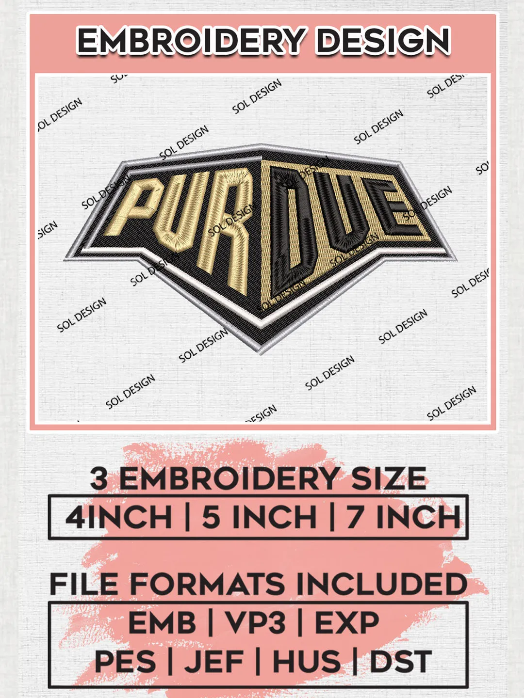 NCAA Purdue Team Logo Embroidery Design Files, NCAA Purdue Boilermakers ...