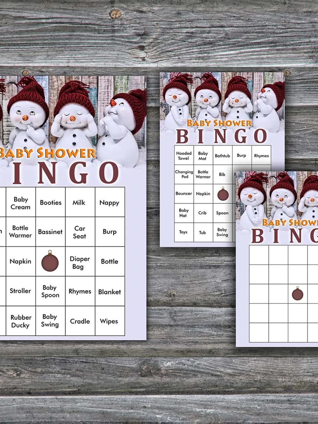 60 Funny snowman Baby Shower Bingo Cards,Christmas Baby Shower Bingo ...