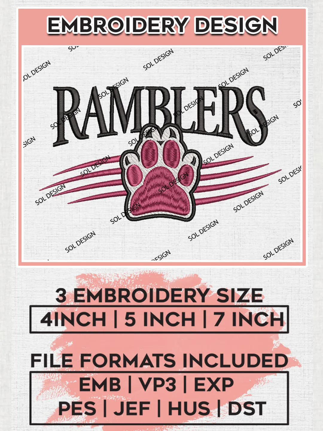 Loyola Chicago Ramblers Football Team Footprint Logo Embroidery Design ...