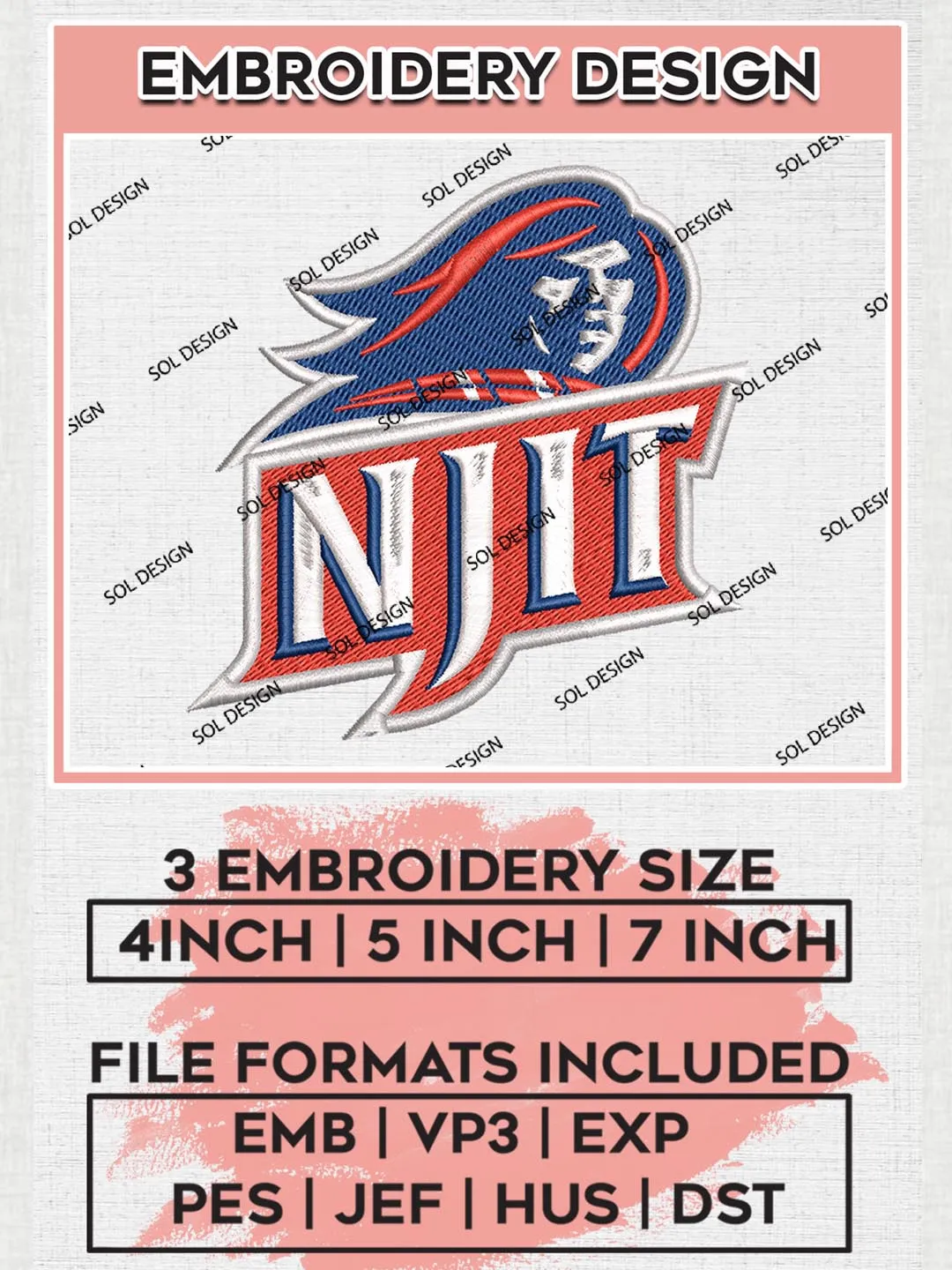 NCAA NJIT Highlanders Logo Machine Embroidery Design, NCAA NJIT ...
