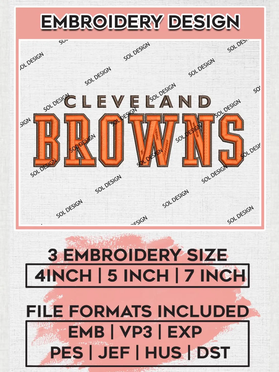 NFL Cleveland Browns Wordmark Embroidery Design Files, NFL Browns, NFL ...