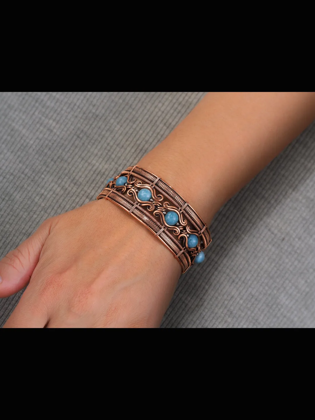 Copper wire wrapped bracelet Unique antique style Woven wire bangle 7th ...