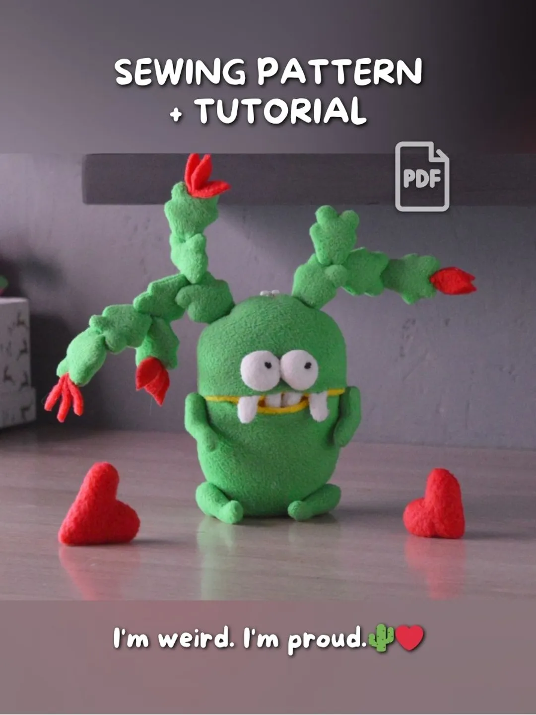 Fleece Plush Cactus PDF Pattern – Ziggy Cactus Soft Toy DIY