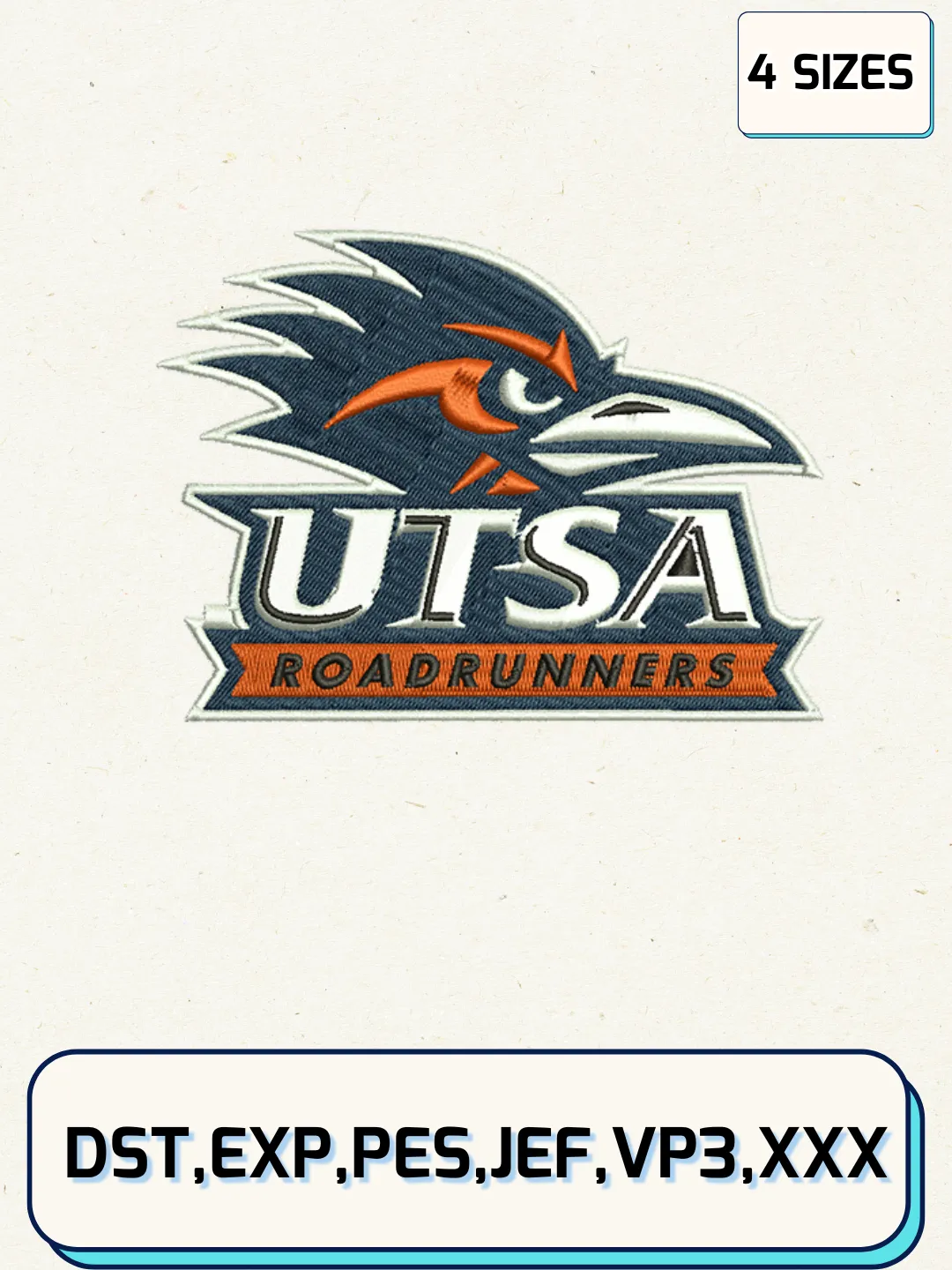 UTSA Roadrunners Mascot Embroidery Design Files, NCAA Logos Embroidery ...