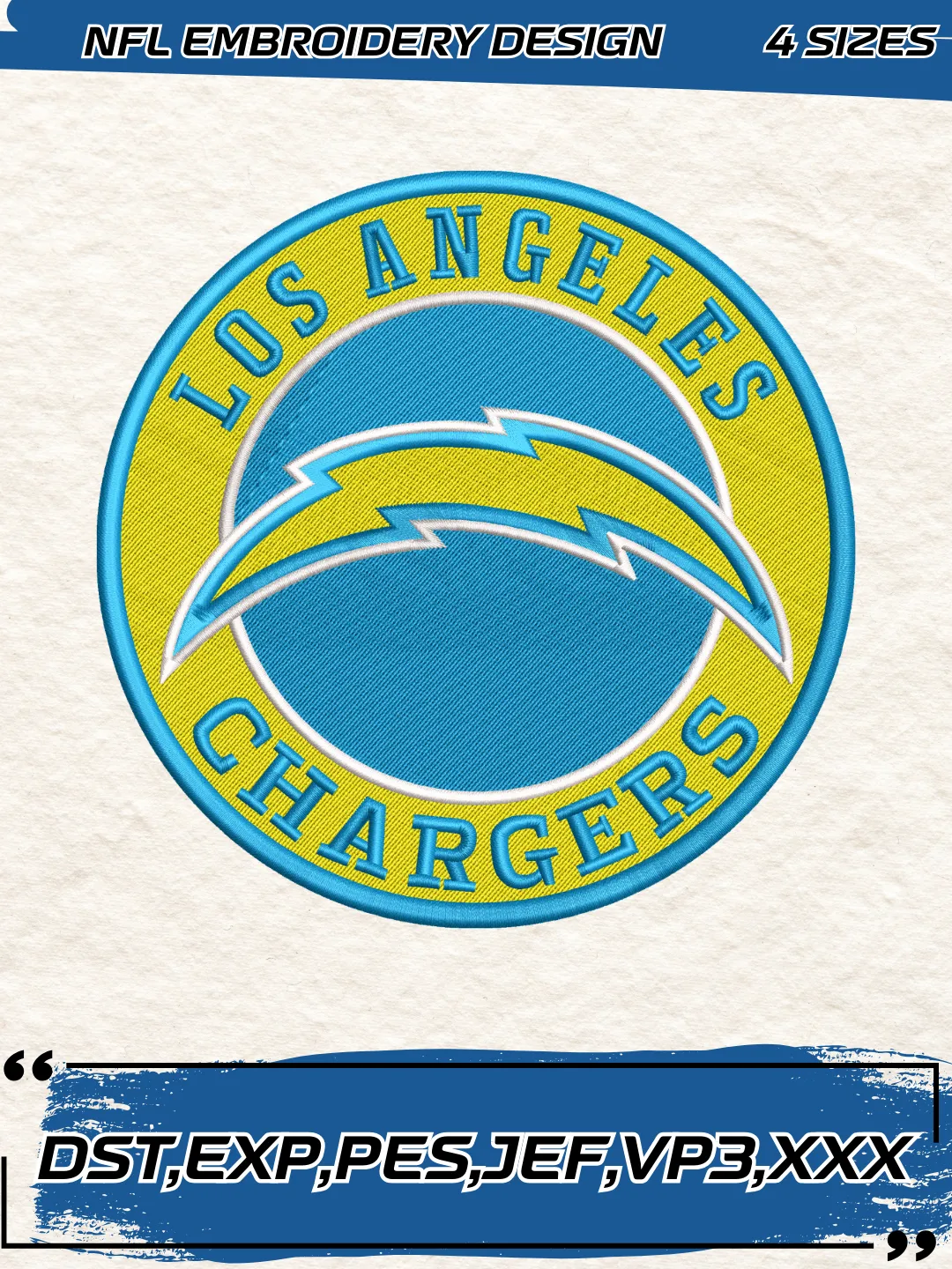 NFL Los Angeles Chargers Circle Logo Embroidery Designs, NFL Chargers ...