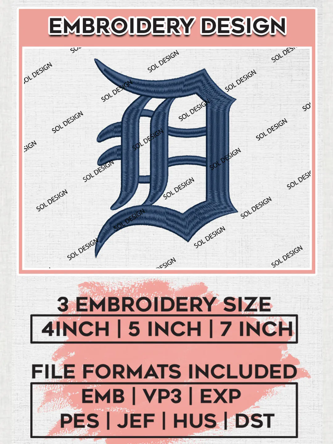 MLB Detroit Tigers Team Wordmark Logo Embroidery Design, MLB Detroit ...