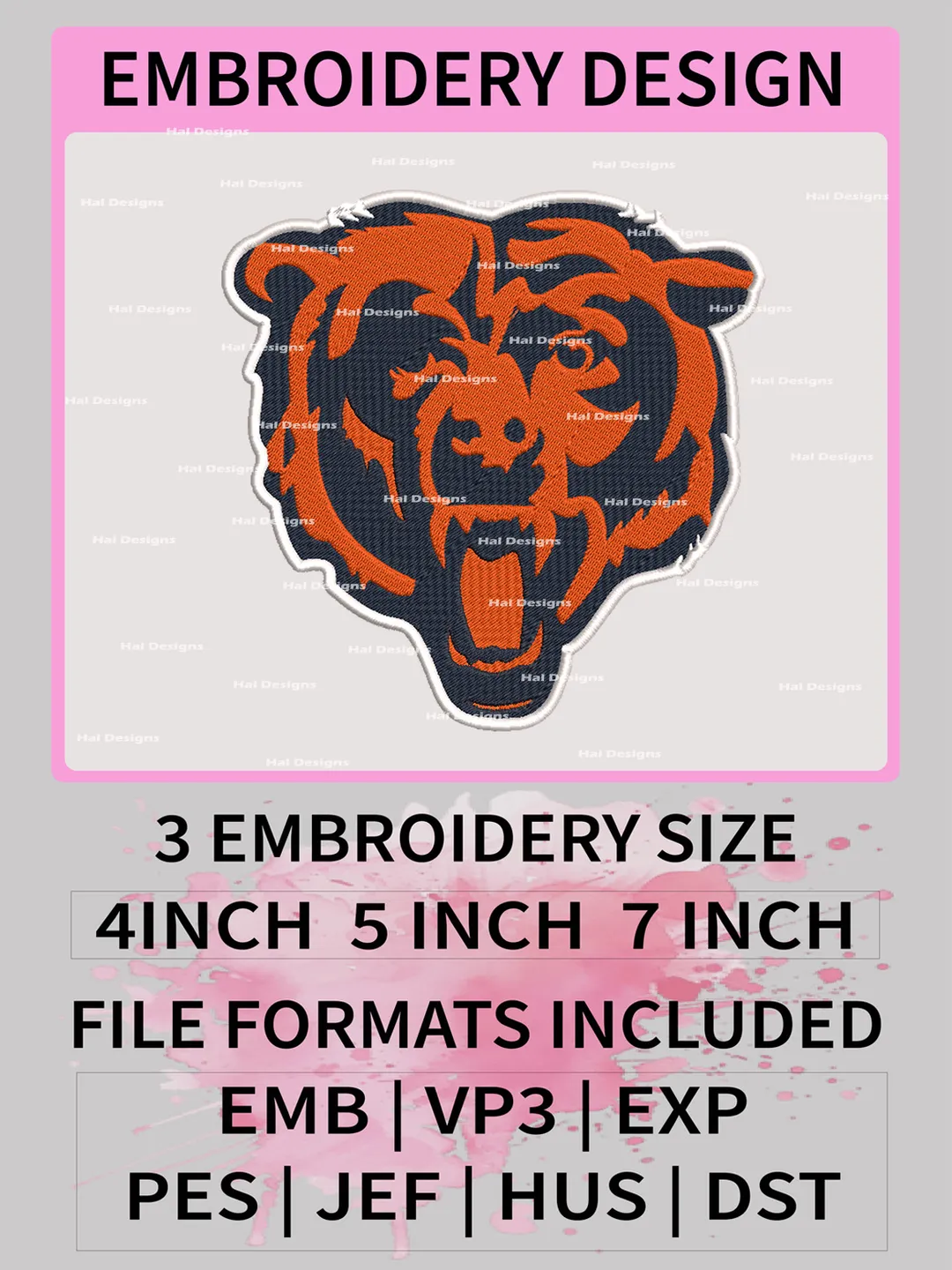 Chicago Bears Embroidery Files, NFL Logo Embroidery Designs, NFL ...