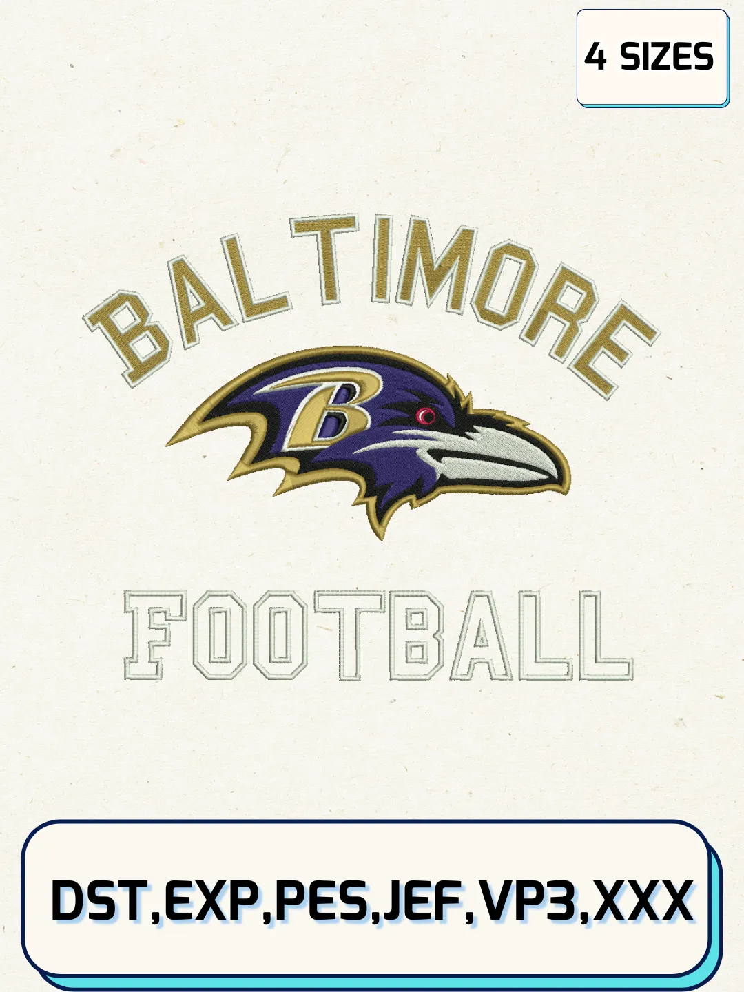 Baltimore Ravens Logos Embroidery Design Files, NFL Logos Embroidery ...