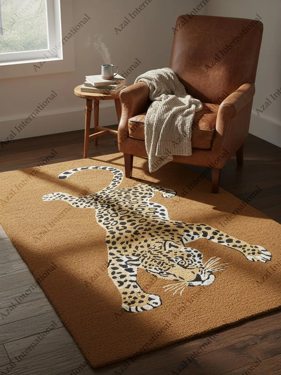 Hand Tufted Leopard Art Rug with Bold Wildlife Design, Modern Statement ...
