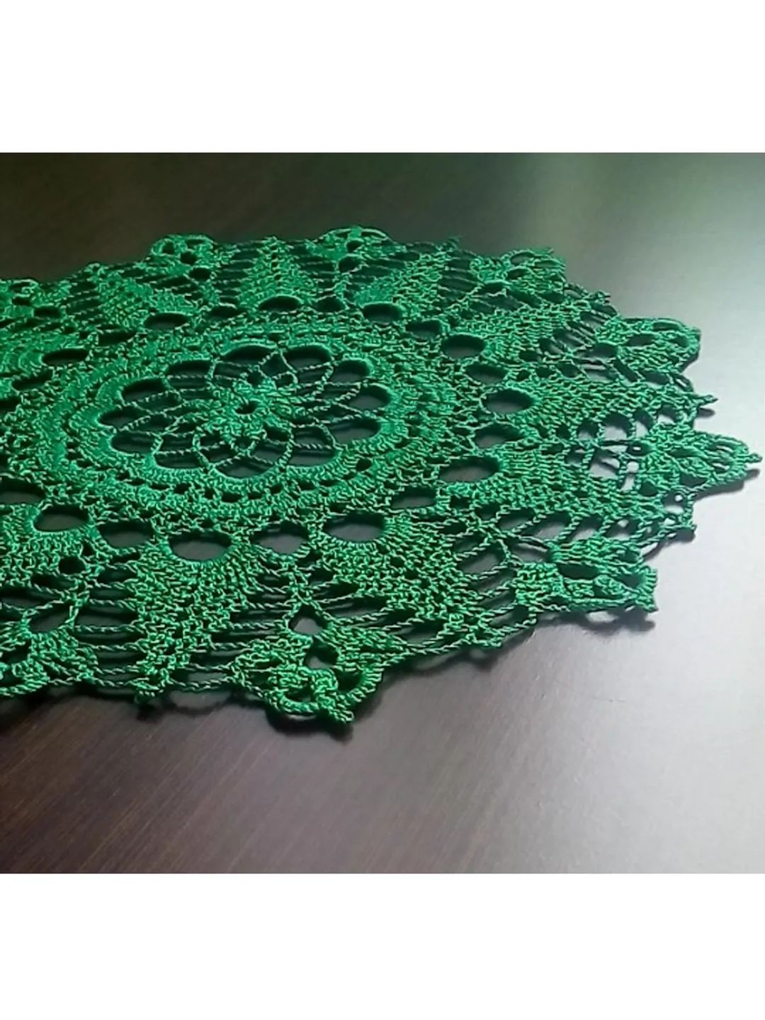 Hand crocheted green doily with pineapple home decor 13.40 inch