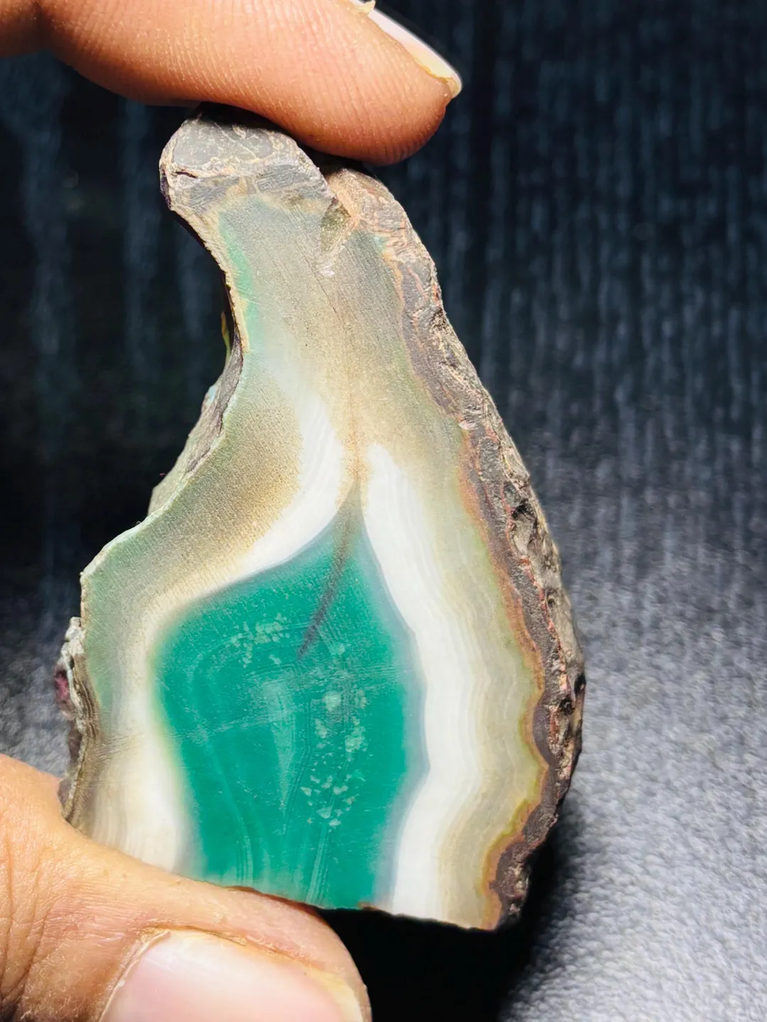 Green Banded Agate Heart Cabochon: Handmade Gemstone, 25-36 Carat