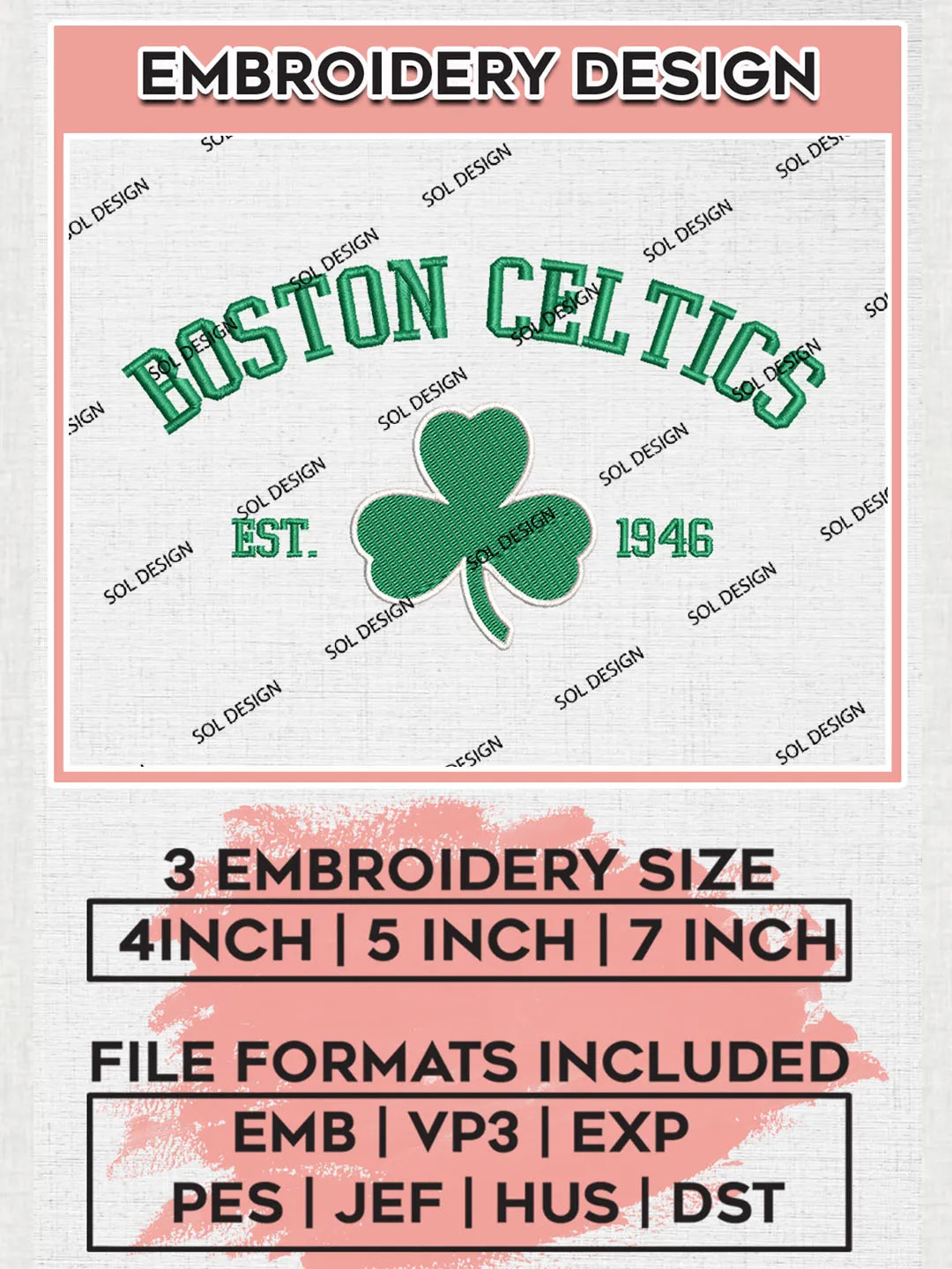 NBA Boston Celtics Est Logo Embroidery Designs, Boston Celtics Team ...