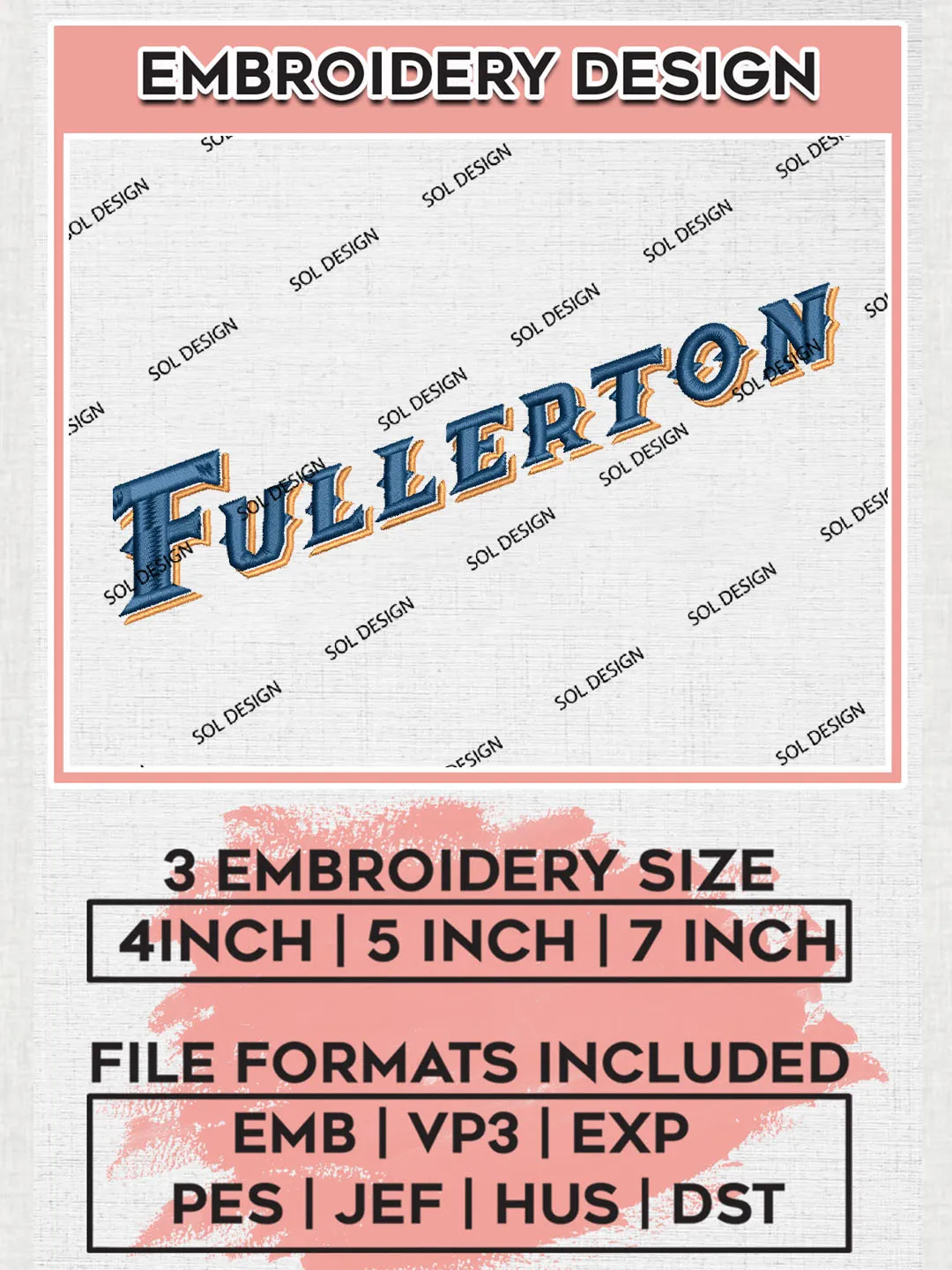 NCAA Fullerton Team Word Logo Embroidery Design Files, NCAA Cal State ...