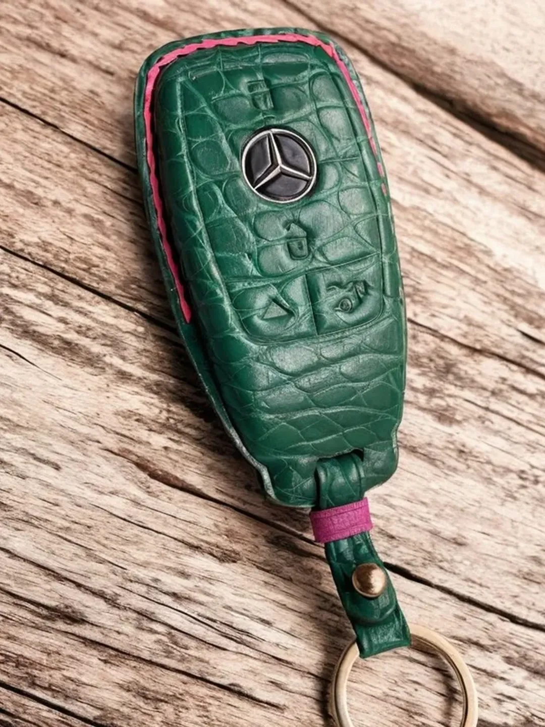 Mercedes-Benz, handmade keyfob cover, crocodile skin, Italian leather