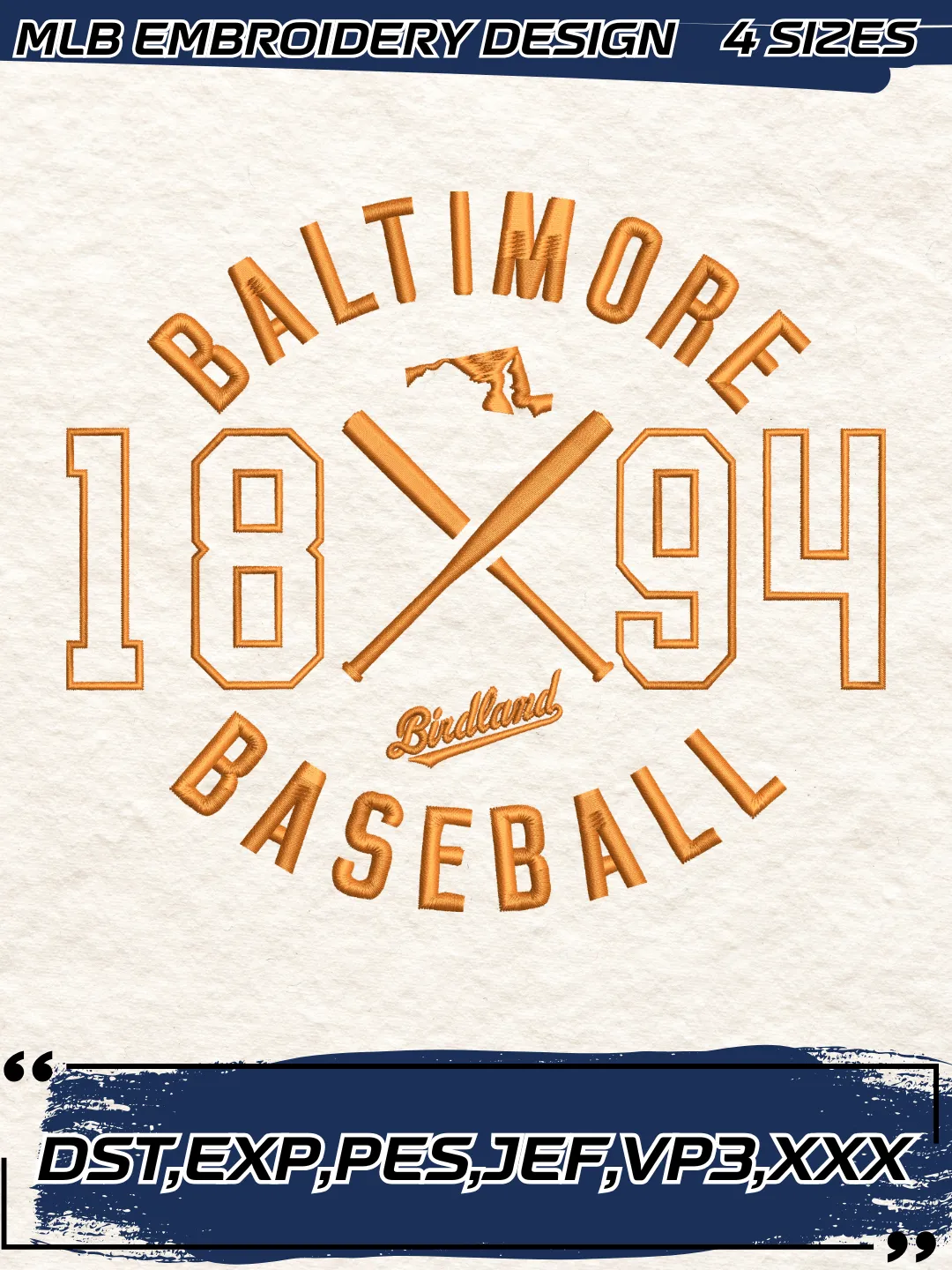 Baltimore Baseball Est.1894 Embroidery Design,MLB Embroidery Design ...