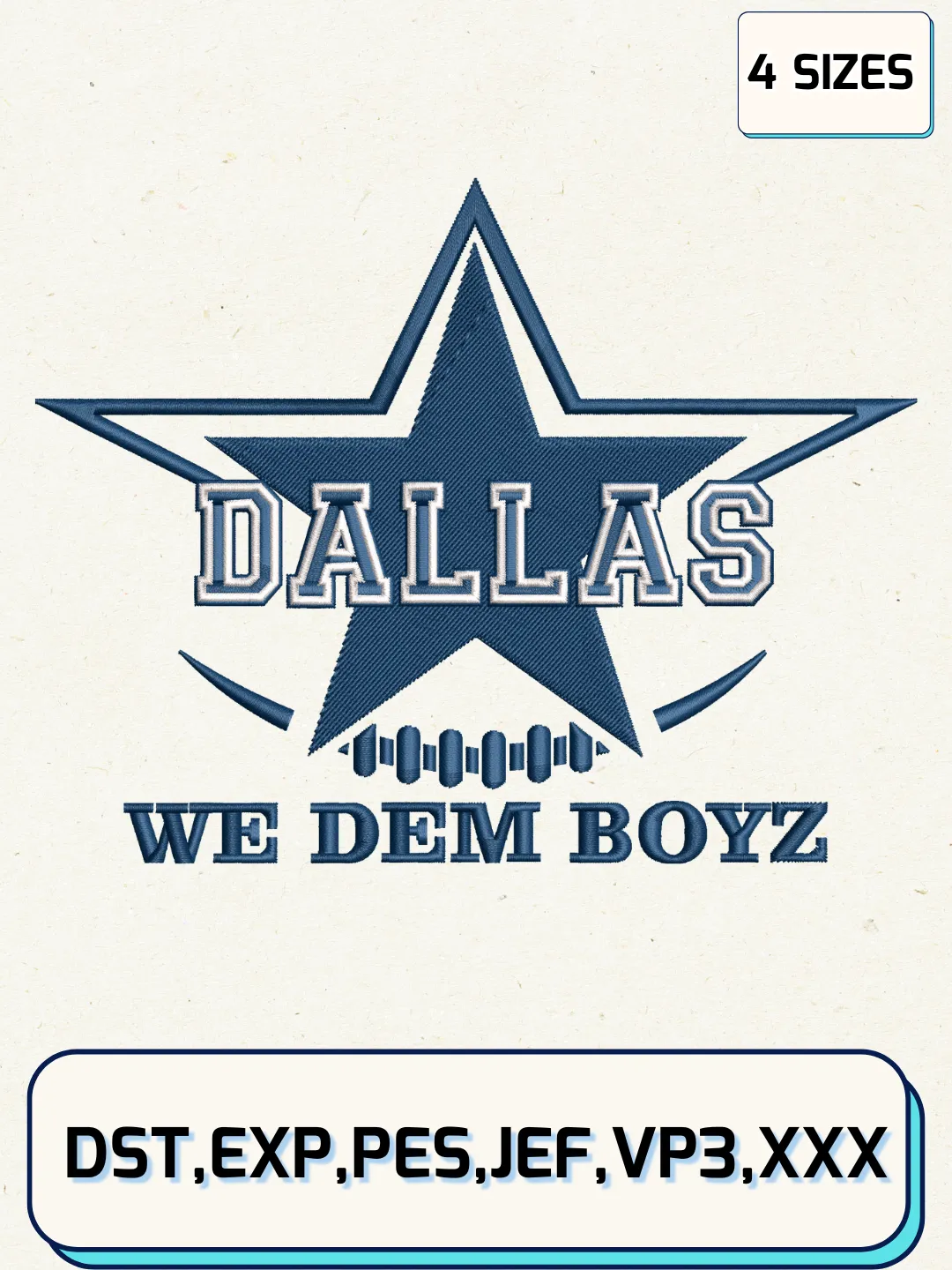 Dallas Football "We Dem Boyz" Star Embroidery Design Files, NFL Logos ...