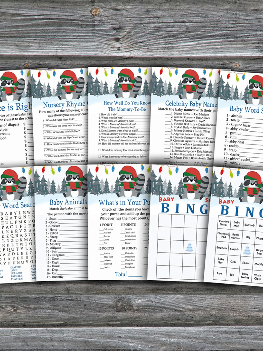 Winter animals baby shower games bundle,Christmas Baby Shower games ...